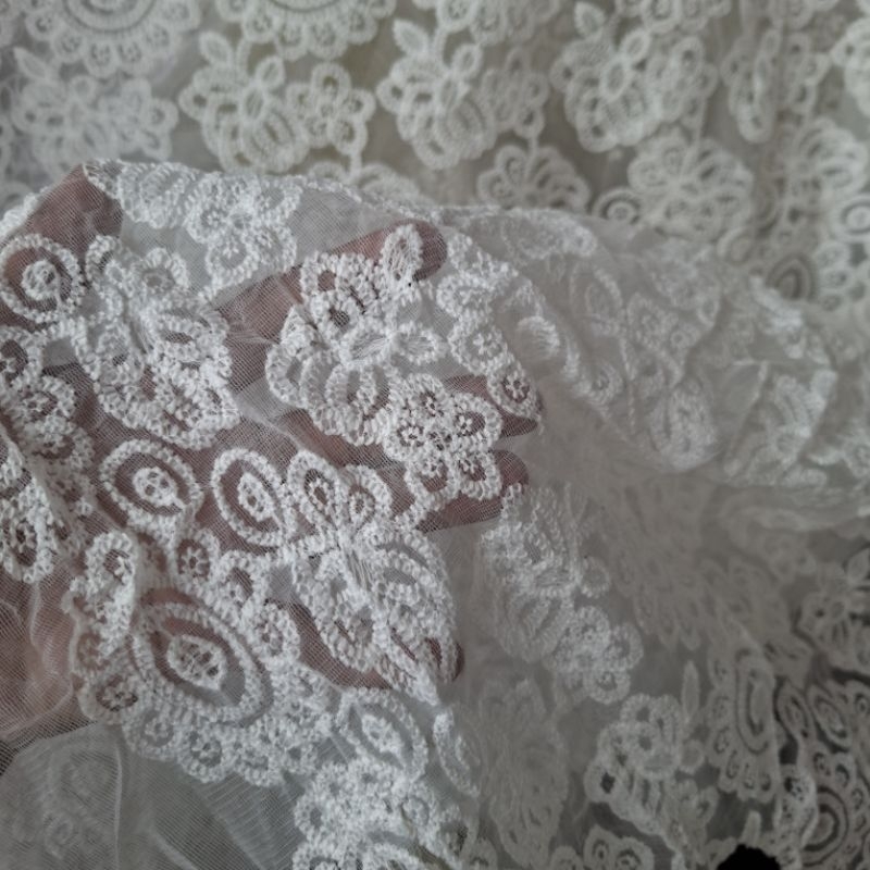 Jual kain tile bordir premium garmen warna bw | Shopee Indonesia