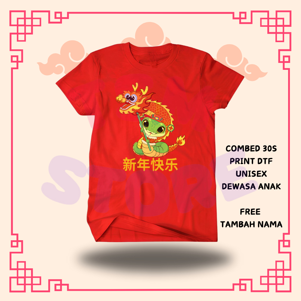 Jual KAOS IMLEK SHIO ULAR - BAJU CHINESE NEW YEAR 2025 - DEWASA ANAK ...