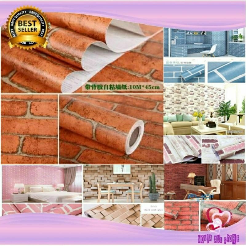 Jual Premium!! Wallpaper estetik sticker dinding motif bata stiker ...