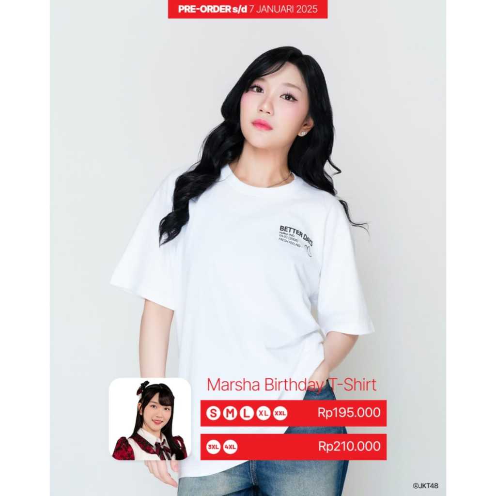 Jual Kaos JKT48 Birthday T-Shirt Marsha Lenathea 2025 - Putih | Shopee ...