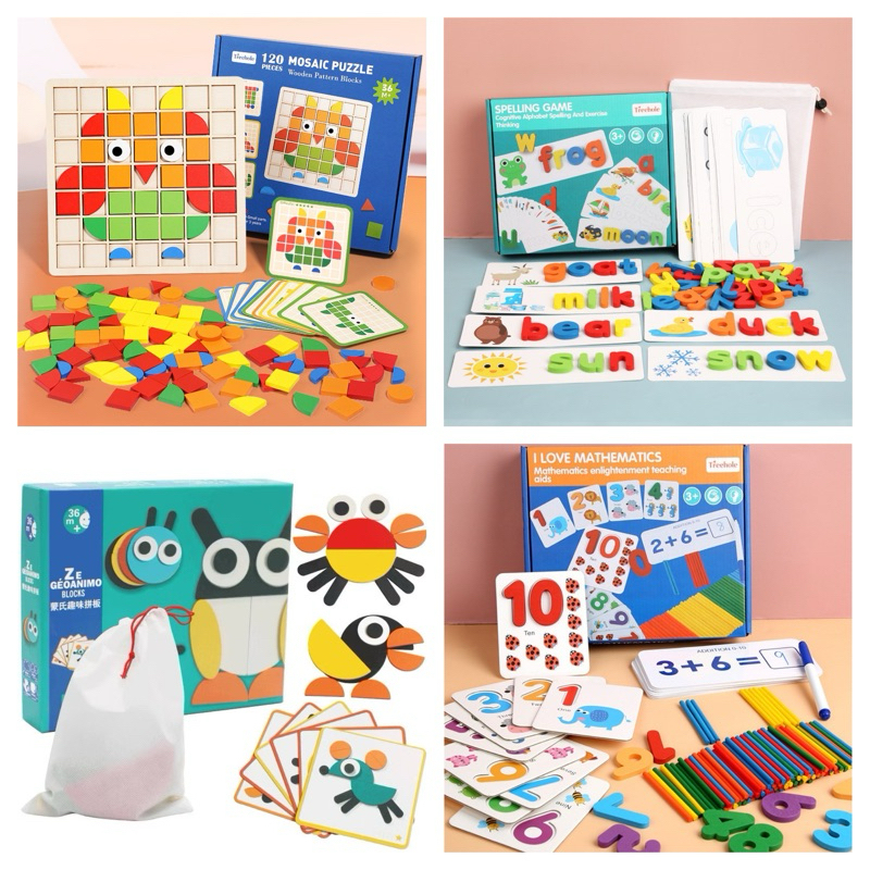 Jual I Love Mathematics/120pcs Mosaic Puzzle/ZE Geoanimo Blocks Puzzle ...