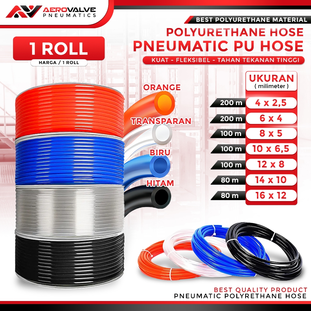 Jual SATU ROLL !!! Selang Pneumatic Hose Pu Selang Pu (PollyUrethane ...