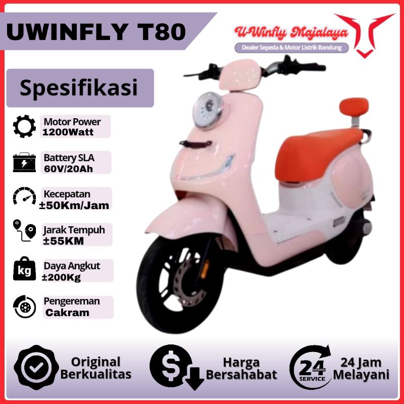 Jual MOTOR LISTRIK UWINFLY T80 1200WATT 60V /20AH GARANSI RESMI | Shopee Indonesia