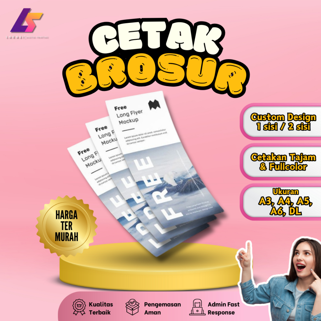 Jual Cetak Brosur A5 A6 DL Artpaper / Print Brosur 1 Rim 500 Lembar ...