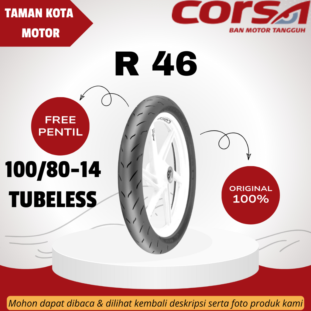 Jual BAN MOTOR METIC CORSA R46 100/80-14 Tubeless (TL) ORIGINAL ...