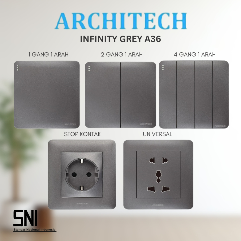 Jual ARCHITECH SAKLAR LAMPU INFINITY GREY A63 / SAKLAR LISTRIK / STOP KONTAK / SAKLAR LAMPU ...