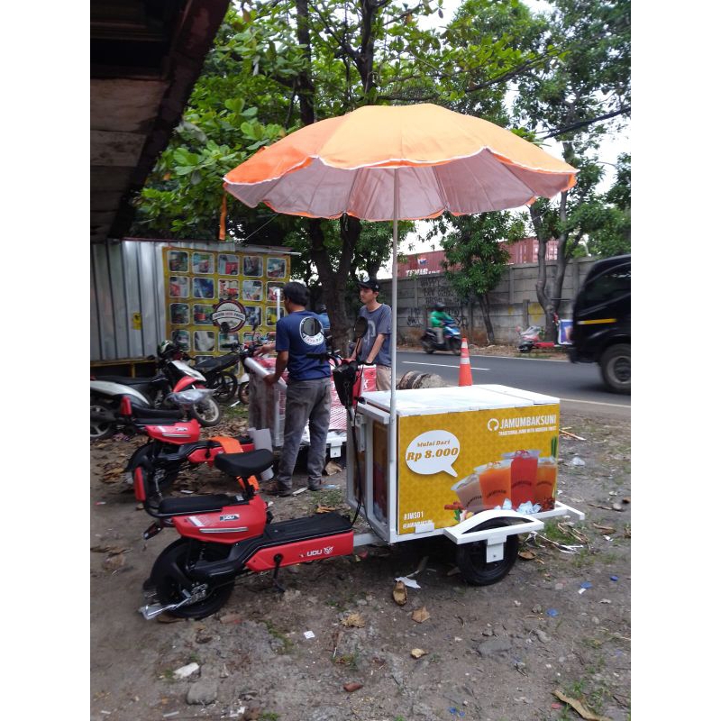 Jual gerobak ice kopi keliling sepeda listrik 3 pintu | Shopee Indonesia