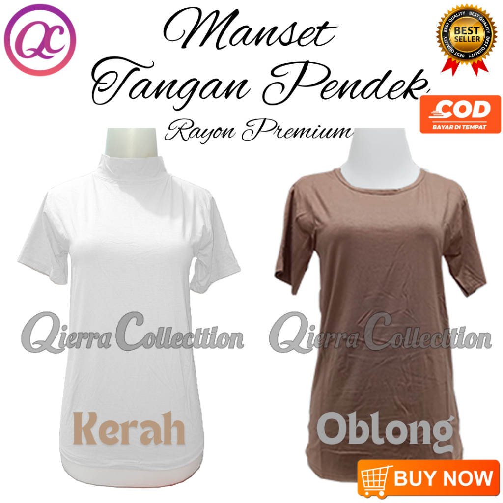 Jual Manset Wanita Tangan Pendek Kerah Tinggi dan Kerah Oblong Bahan ...