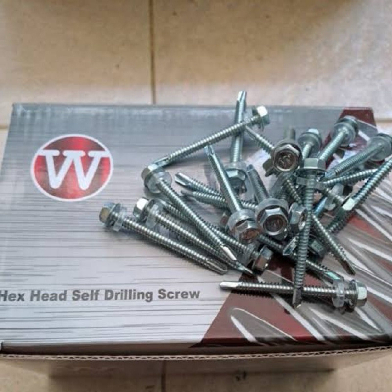 Jual Baut Drilling W ukuran 12x50, isi 350pc, panjang 5cm, kunci 8, ada ...