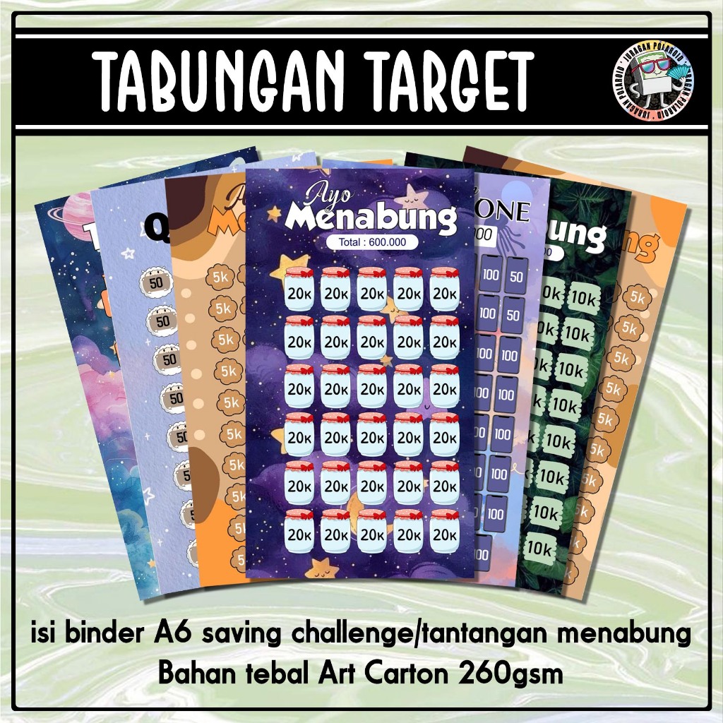 Jual Isi binder A6 saving challenge/tabungan target/tantangan menabung | Shopee Indonesia