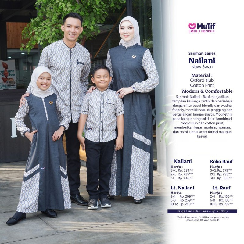 Jual SARIMBIT MUTIF TERBARU GAMIS NAILANI KOKO RAUF WARNA NAVY SWAN ...