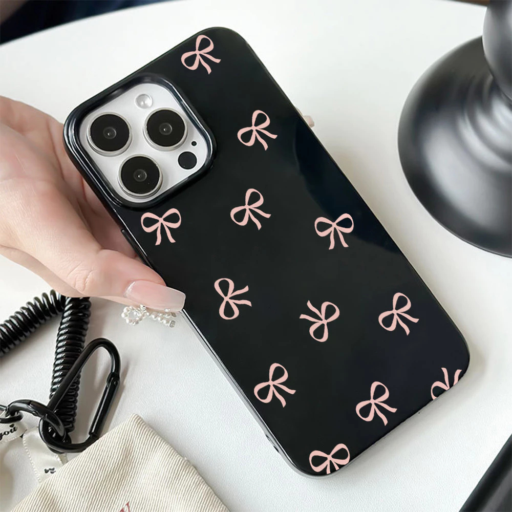 Jual Case iPhone 13 Casing iPhone 14 Cover Hitam Elegan dengan Pita ...