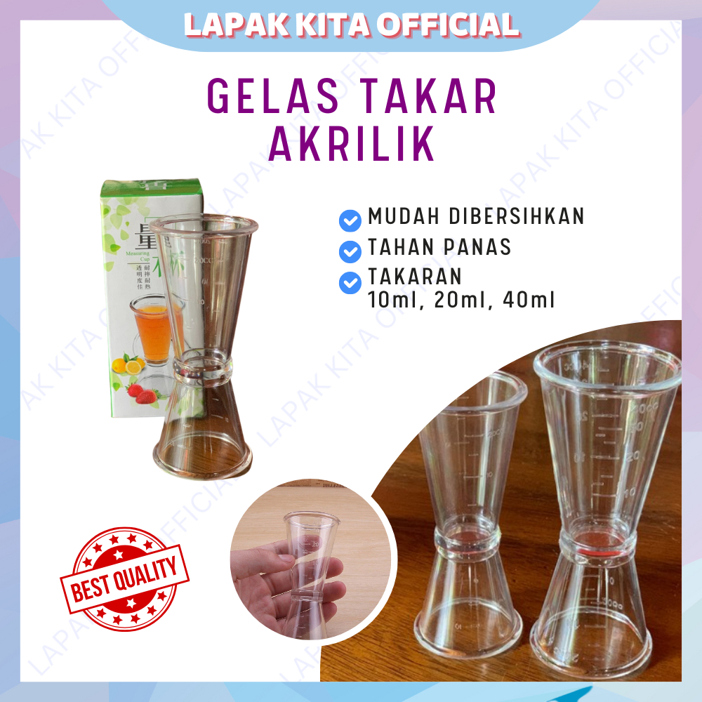 Jual Gelas takar akrilik kapasitas 10ml 20ml 40ml gelas ukur bening ...