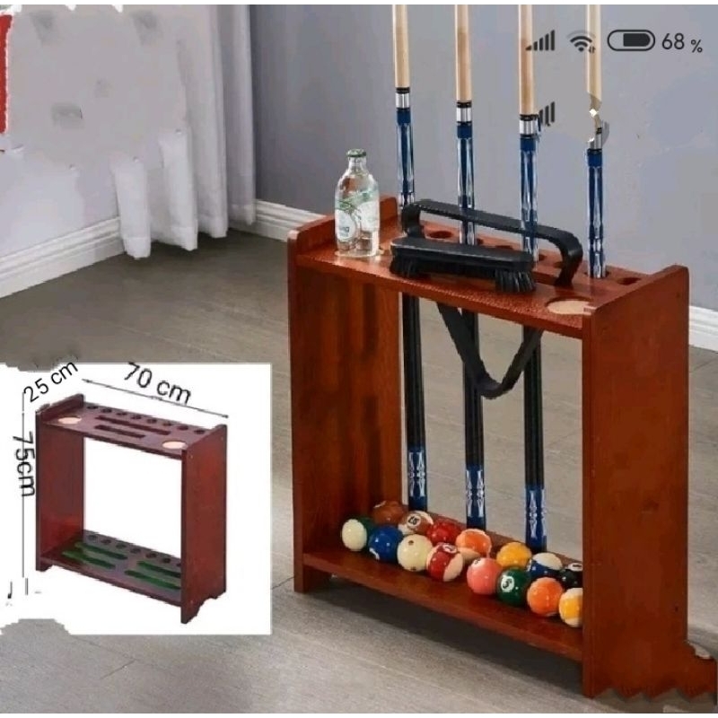 Jual rak tempat menyimpan stic dan bola biliar dari kayu | Shopee Indonesia