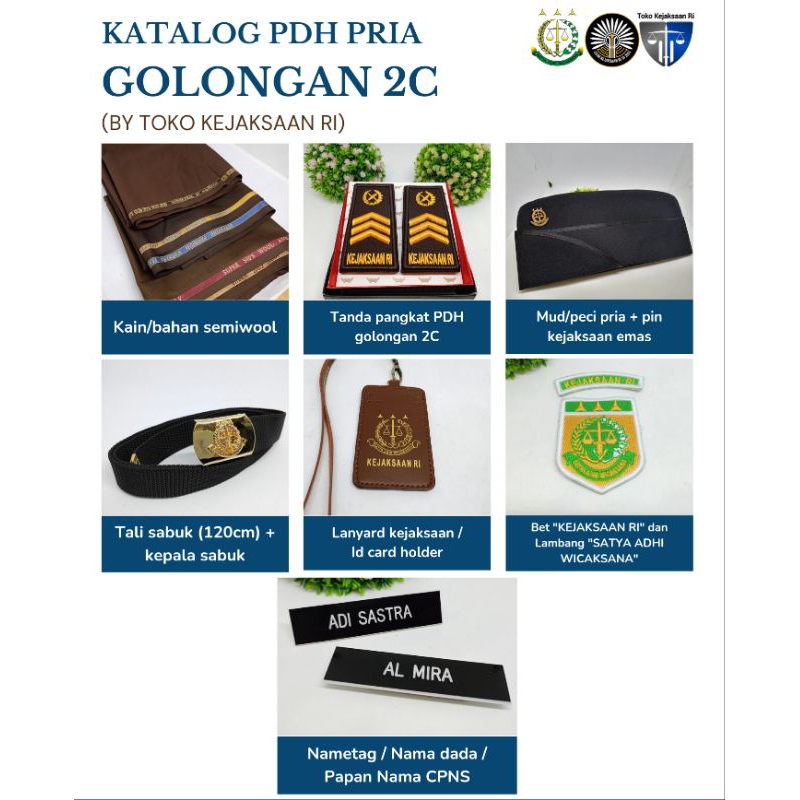 Jual TOKO KEJAKSAAN RI - GOL 2C PAKET ATRIBUT PDH PDUK PDUB CPNS ...