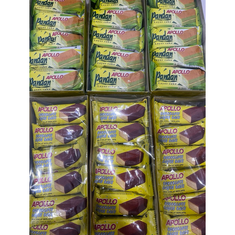 Jual APOLLO LAYER CAKE / BOLU LAPIS RASA COKLAT DAN PANDAN ISI 24 PCS ...