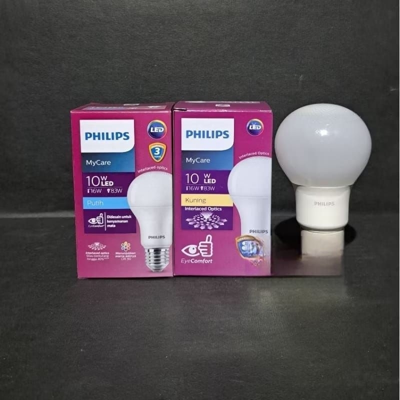 Jual LAMPU PHILIPS LED MYCARE 10W 10 WATT PUTIH KUNING E27 BOHLAM LED BULB MY CARE MURAH ...