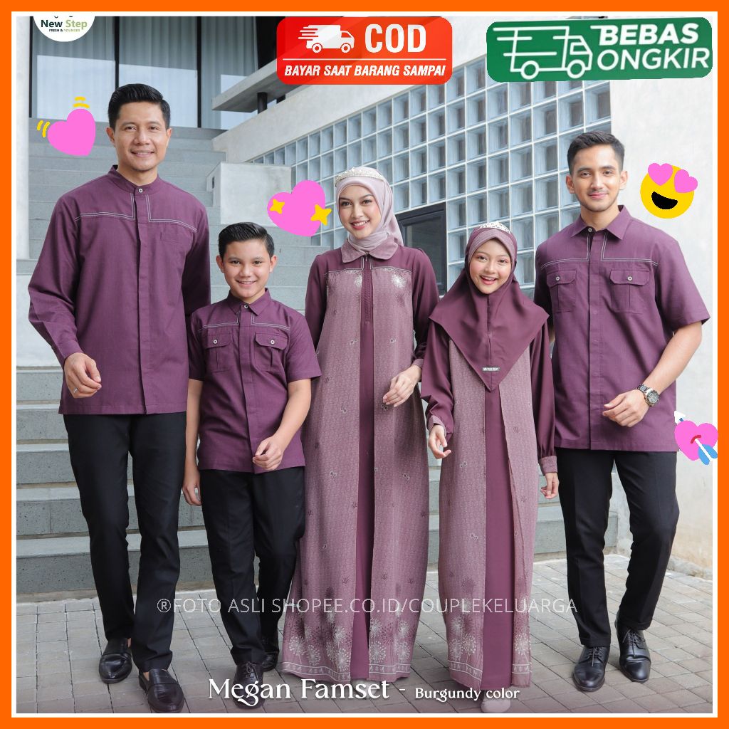 Jual Sarimbit Keluarga 2025 Sarimbit NEW STEP MEGAN FAMILY BURGUNDY ...