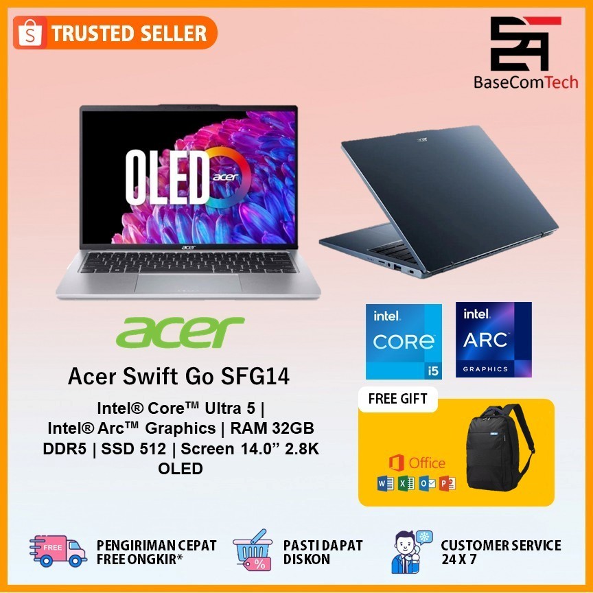 Jual Acer Swift Go Oled SFG14 ULTRA 5 125H 32GB 1TB Windows 11+OHS 14 Inch 2.8K 90Hz | Shopee ...