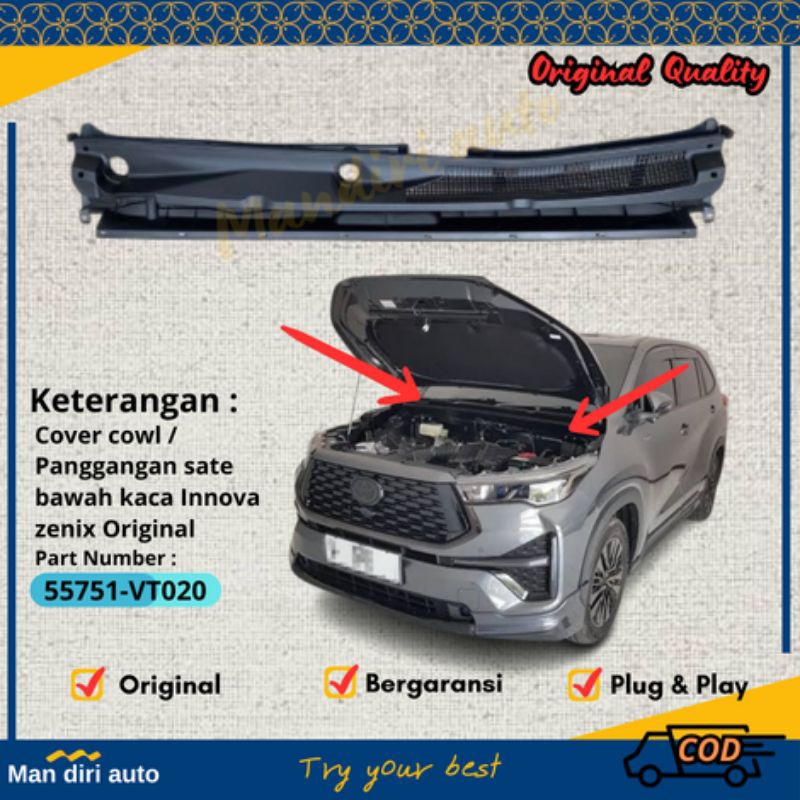 Jual Cover Cowl | Panggangan sate Bawah kaca Innova zenix Original ...