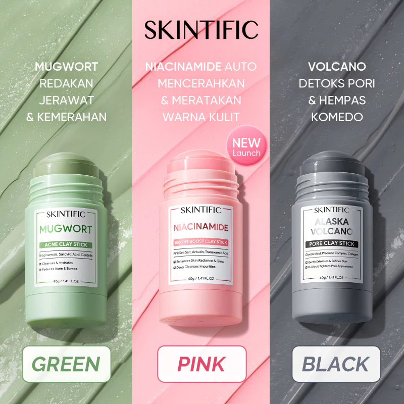 Jual SKINTIFIC Mugwort & Alaska Volcano & Niacinamide Bright Boost Clay ...