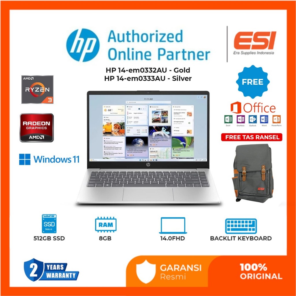 Jual HP 14-em0332AU/em0333AU Ryzen 3 7320U 512GB SSD 8GB FHD | Shopee ...