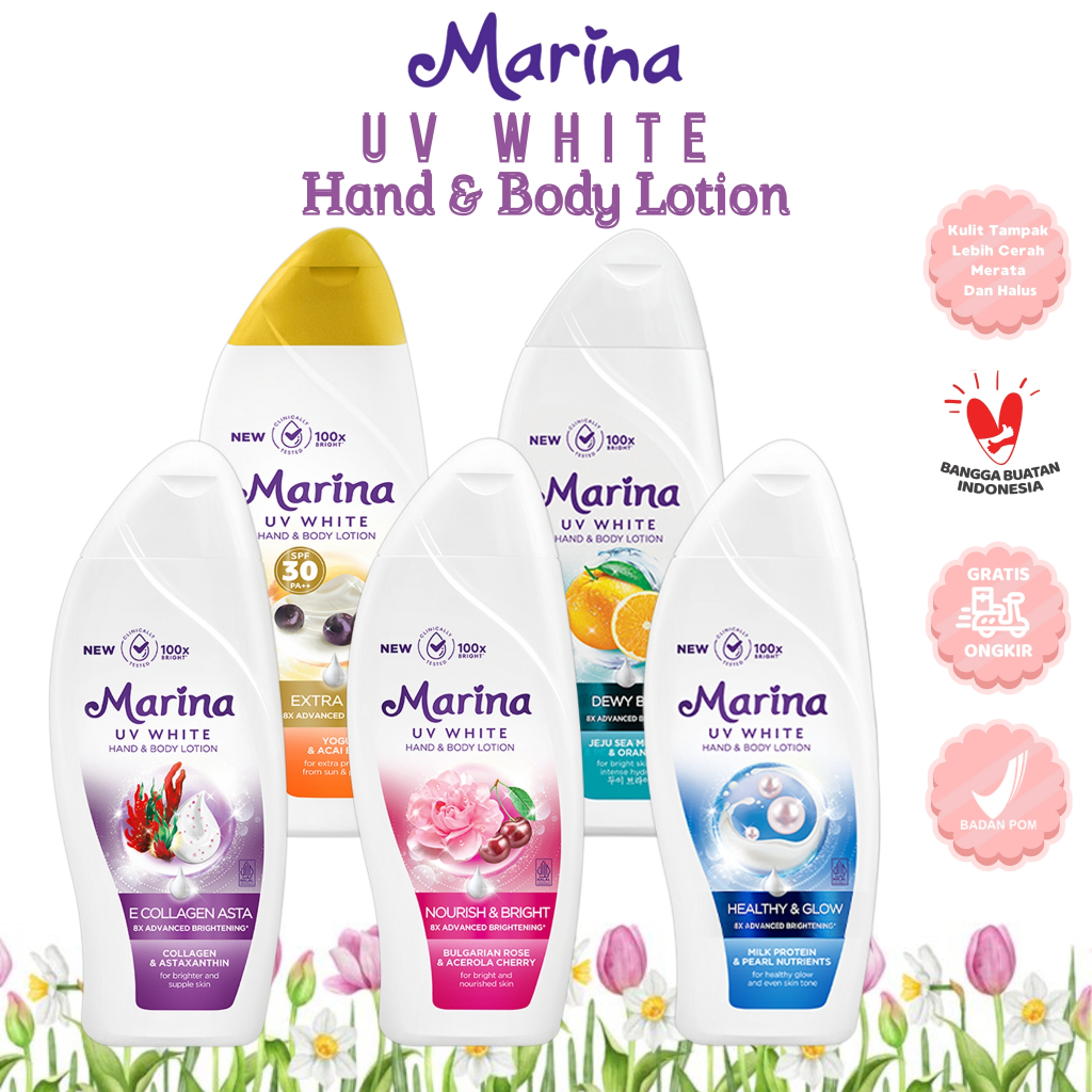 Jual MARINA Hand & Body Lotion UV White - Body Serum 92ml | 185ml ...