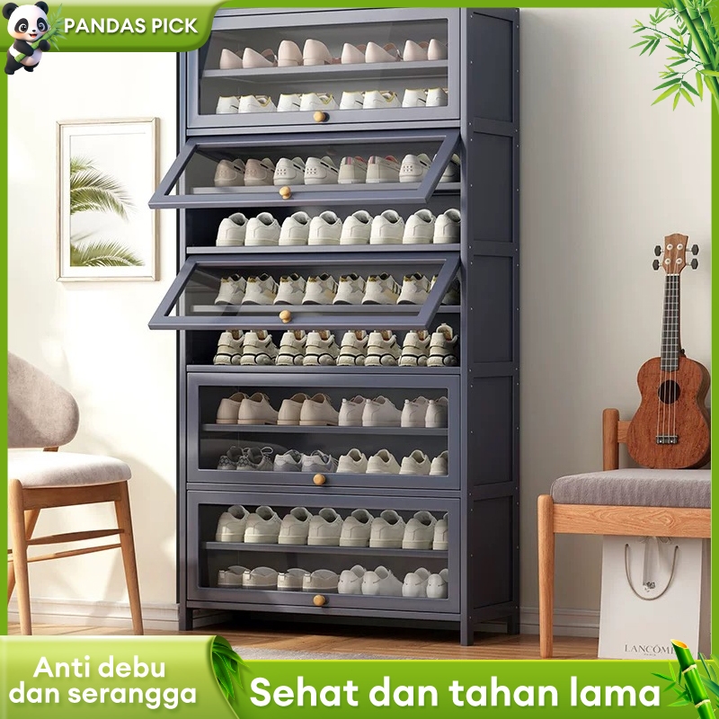 Jual Lemari Sepatu Rak Sepatu Tertutup Bambu Lemari Sepatu Besar ...