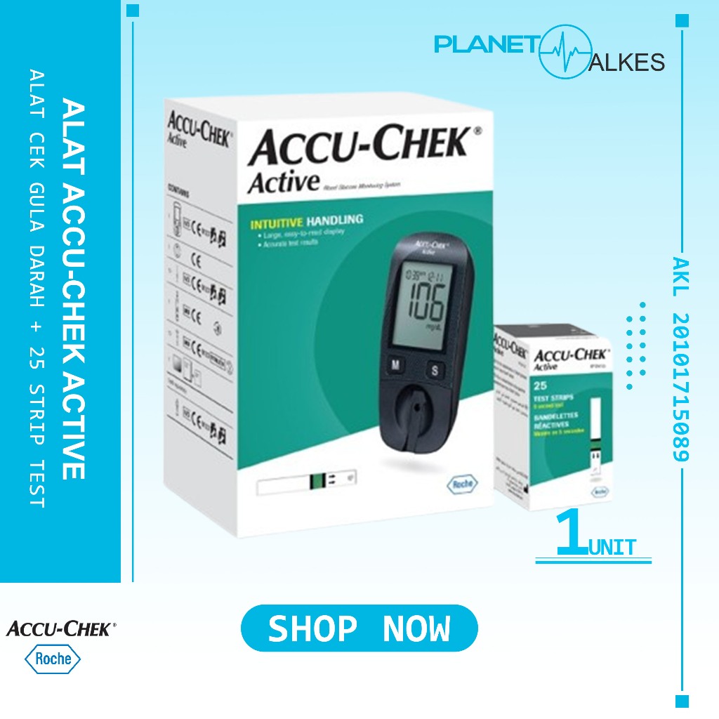 Jual Alat Accu Chek Active Glucose Test Diabetes FREE 25 Strip + Lancet ...