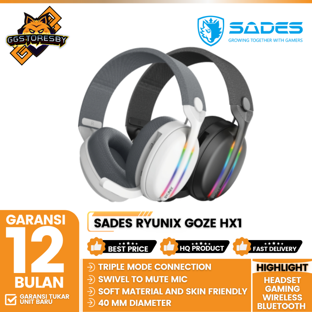 Jual Sades Ryunix Goze Hx1 Headset Gaming Wireless Bluetooth | Shopee ...