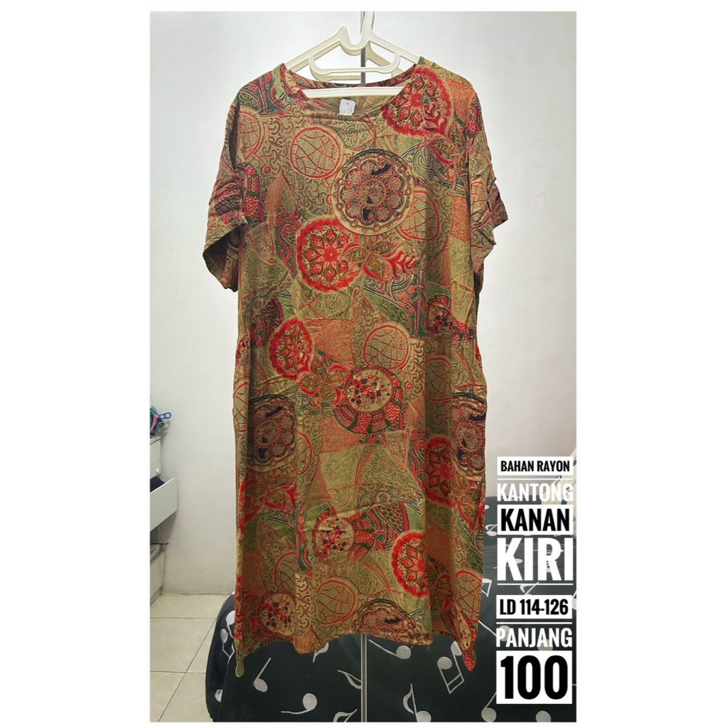 Jual Dress daster adem motif batik bahan rayon jumbo | Shopee Indonesia