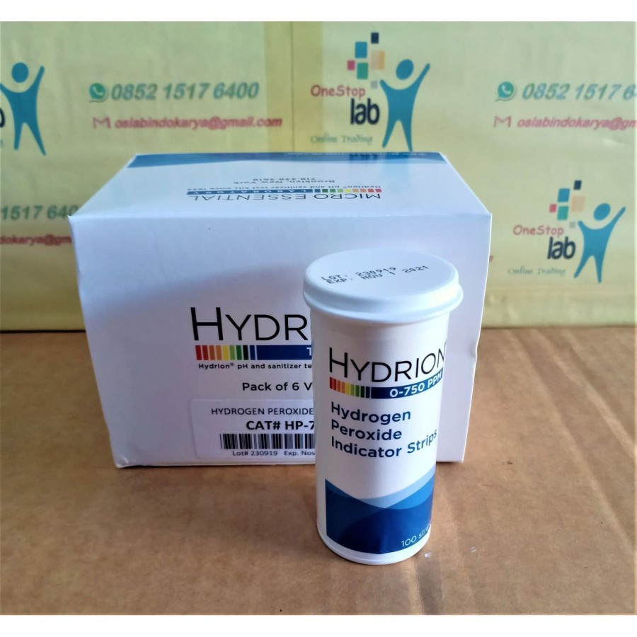 Jual Hydrion HP-750 Hydrogen peroxide test kit indicator strip 0-750 ...