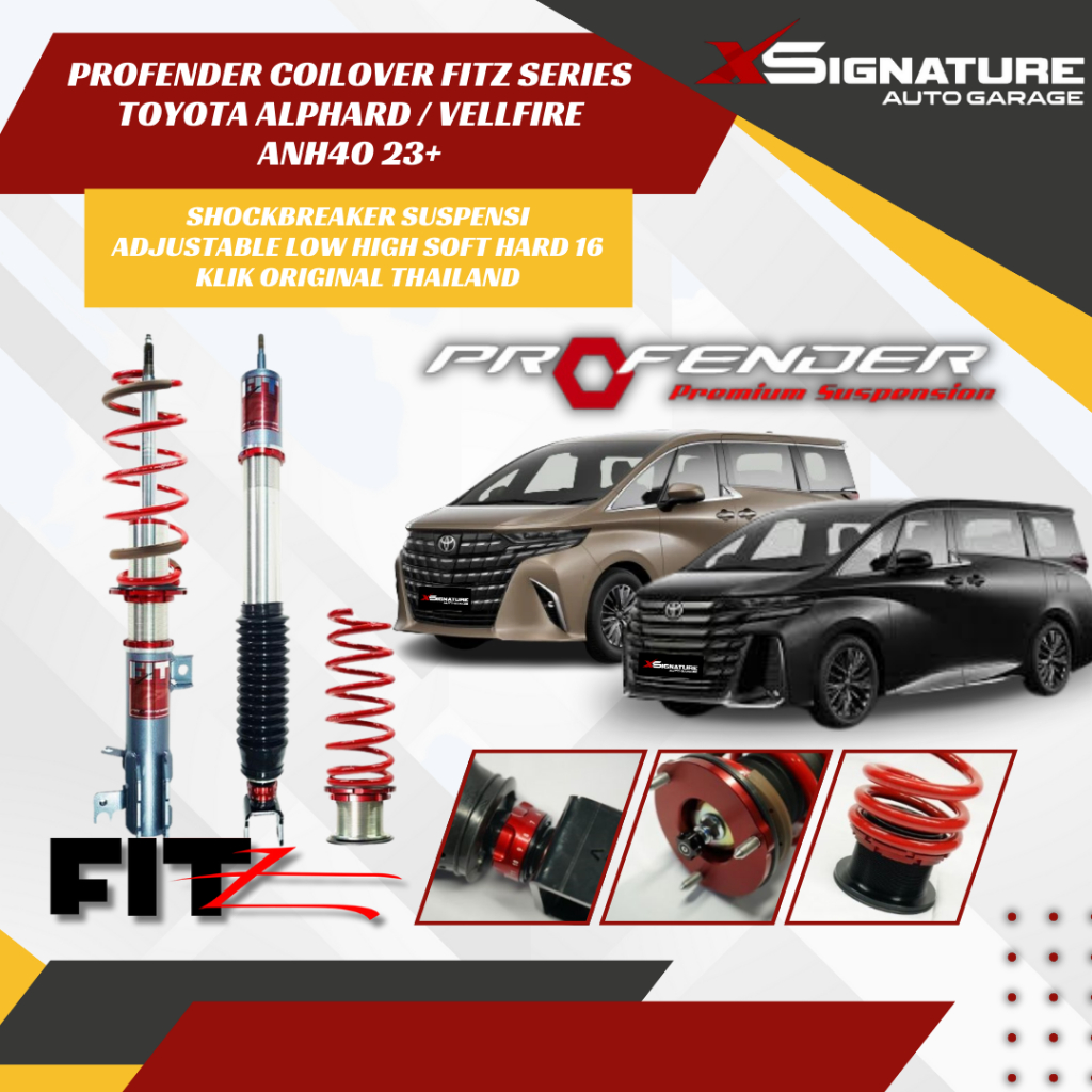 Jual PROFENDER COILOVER FITZ SERIES ALPHARD VELLFIRE ANH40 2023+ SHOCKBREAKER SUSPENSI ...