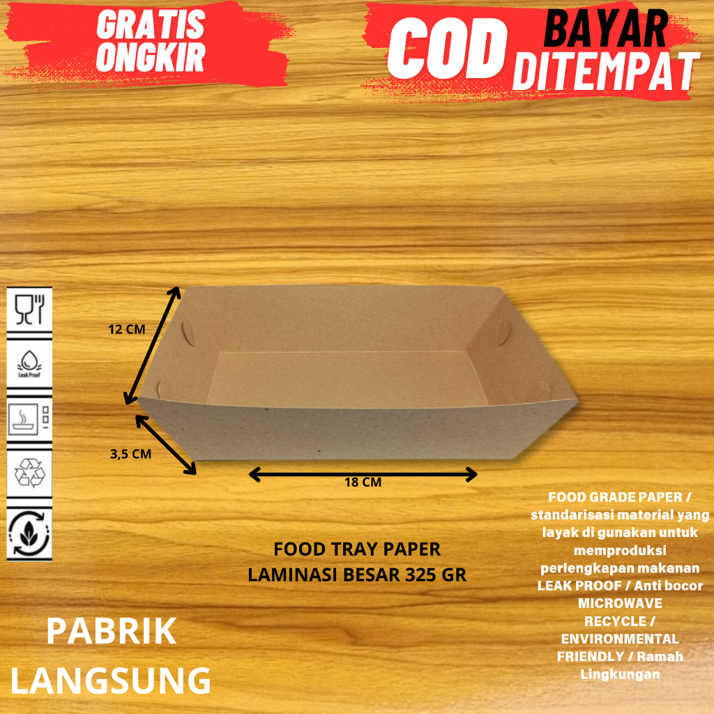 Jual FOOD TRAY PAPER LAMINASI / PIRING KERTAS LAMINASI FOOD GRADE ...