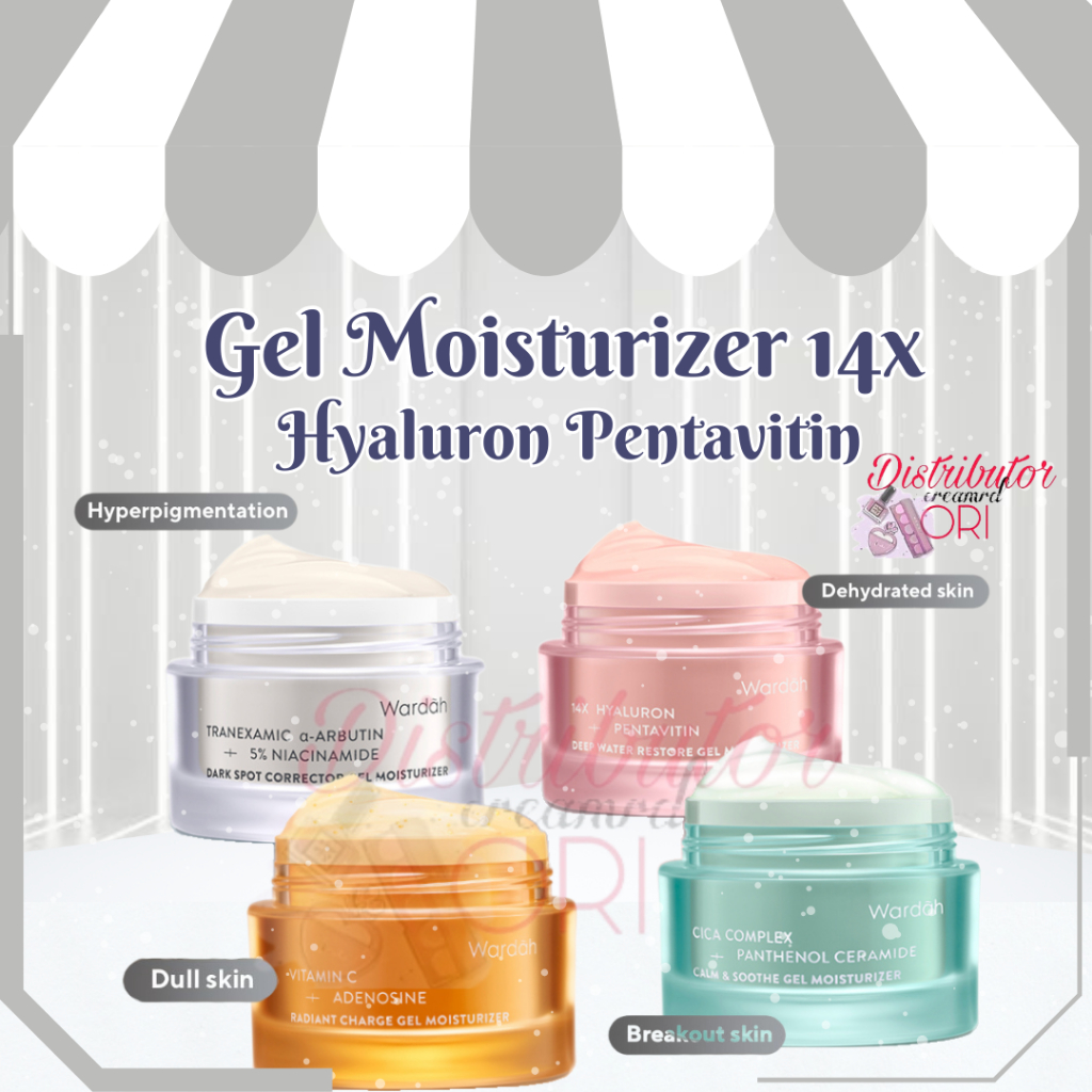 Jual WARDAH Gel Moisturizer Moist Mosture Cream wajah 14x Hyaluron ...
