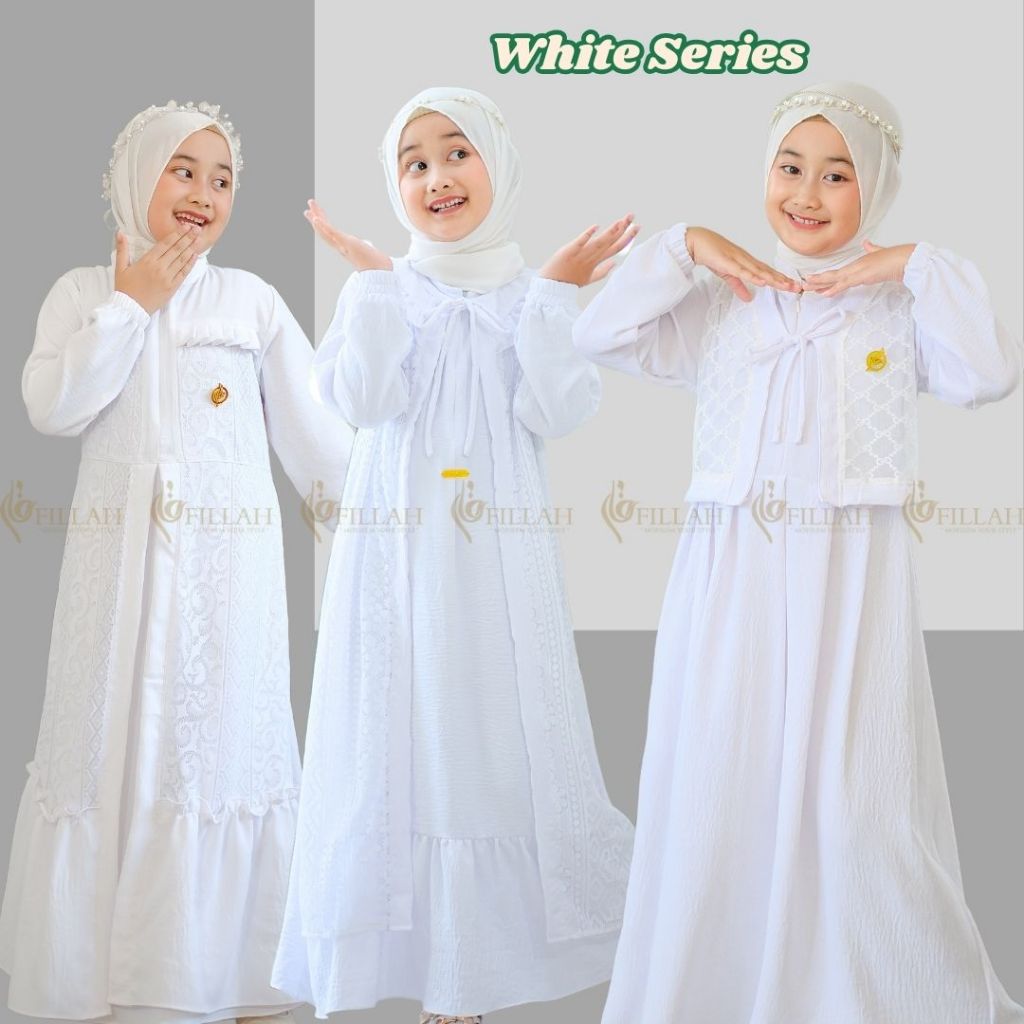 Jual Terlaris Gamis Putih Anak Perempuan Gamis Mansik 3-14 Thn Gamis ...