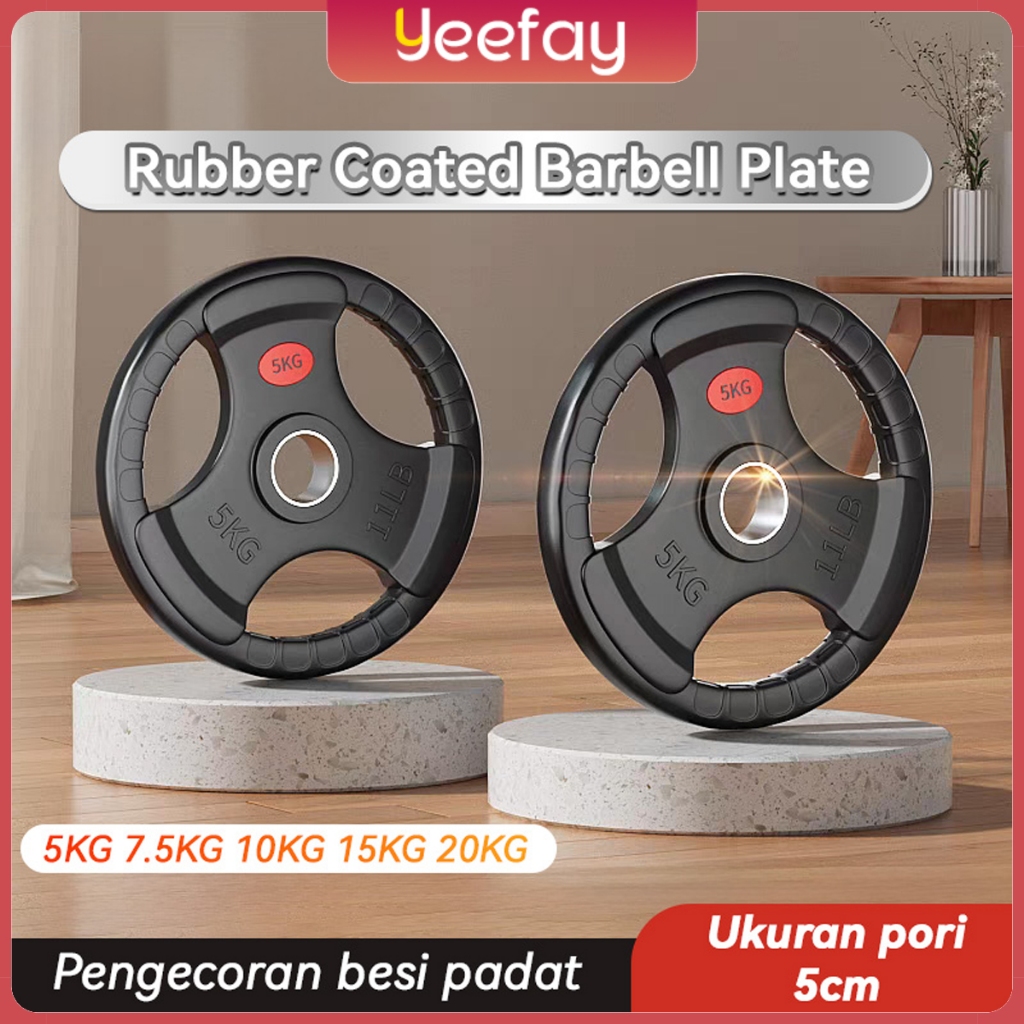 Jual ⚡Beli 1 Gratis 1⚡Rubber Coated Barbell Plate / Piringan Barbell 5KG / 7.5KG / 10KG / 15KG ...