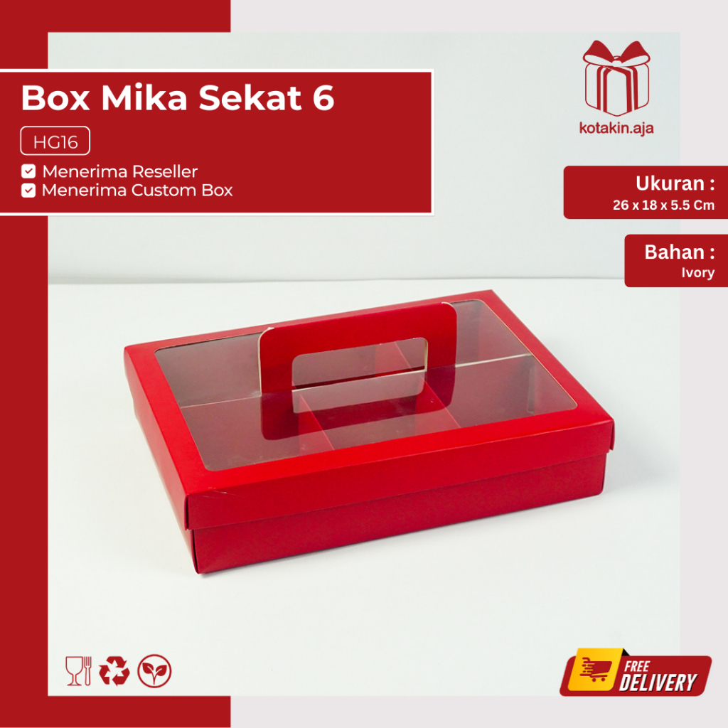 Jual Box Mika Sekat 6 / Box Mooncake Sekat 6 / Box Pudding sekat 6 ...