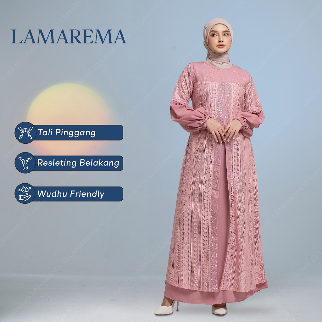 Jual GAMIS ABAYA WANITA KEKINIAN LM-056 / GAMIS PINK MEWAH ELEGAN ...