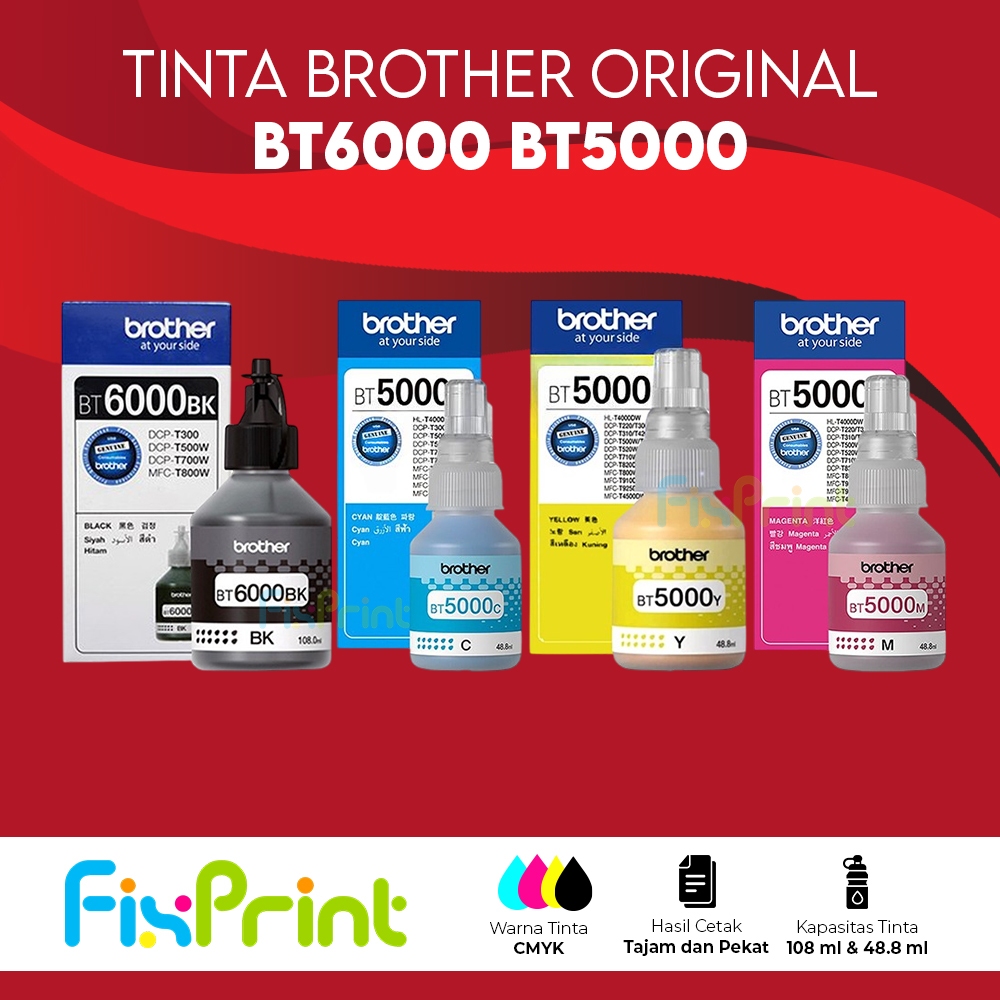 Jual Tinta Brother BT6000bk BT-6000 Original T300 T500W T700W | Shopee ...