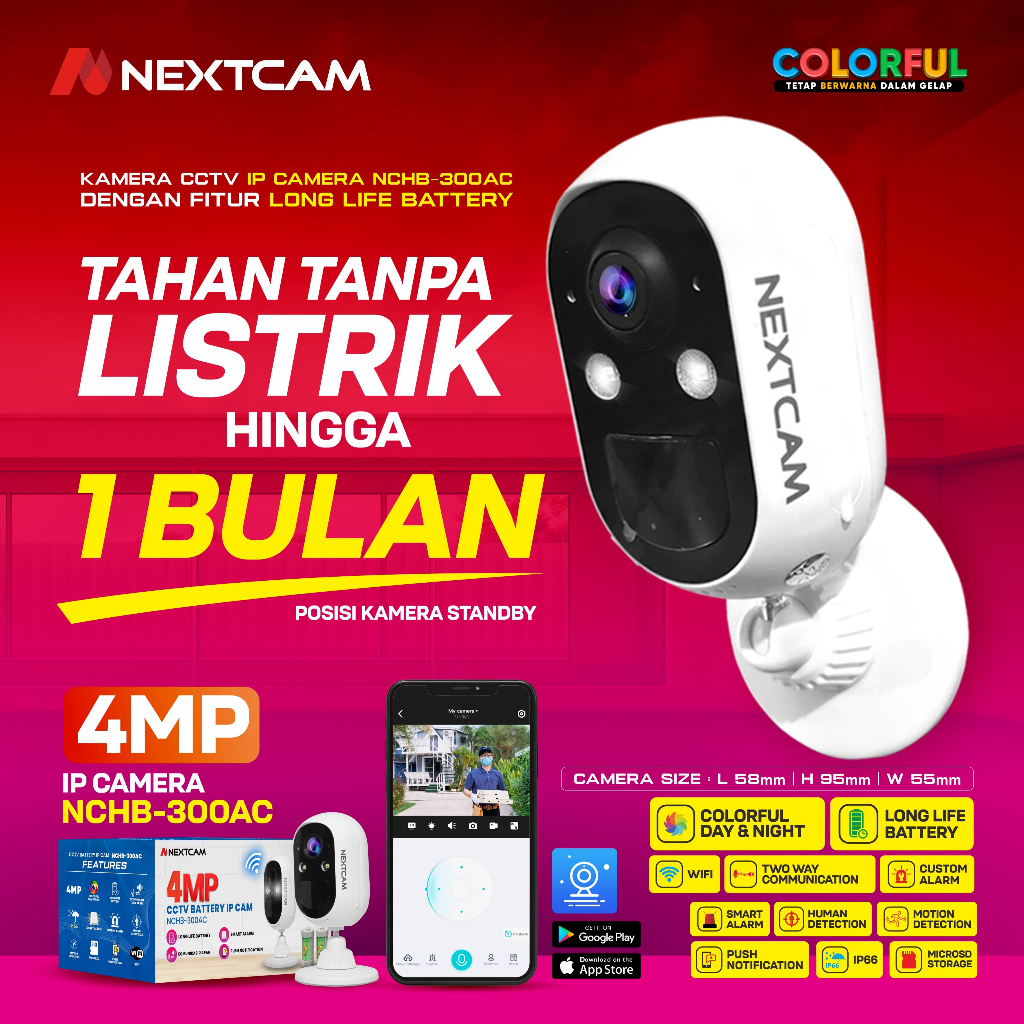 Jual NEXTCAM KAMERA CCTV NCHB-300AC WIRELESS IPCAM 4MP WITH BATTERY COLOURFUL NIGHTVISION ...