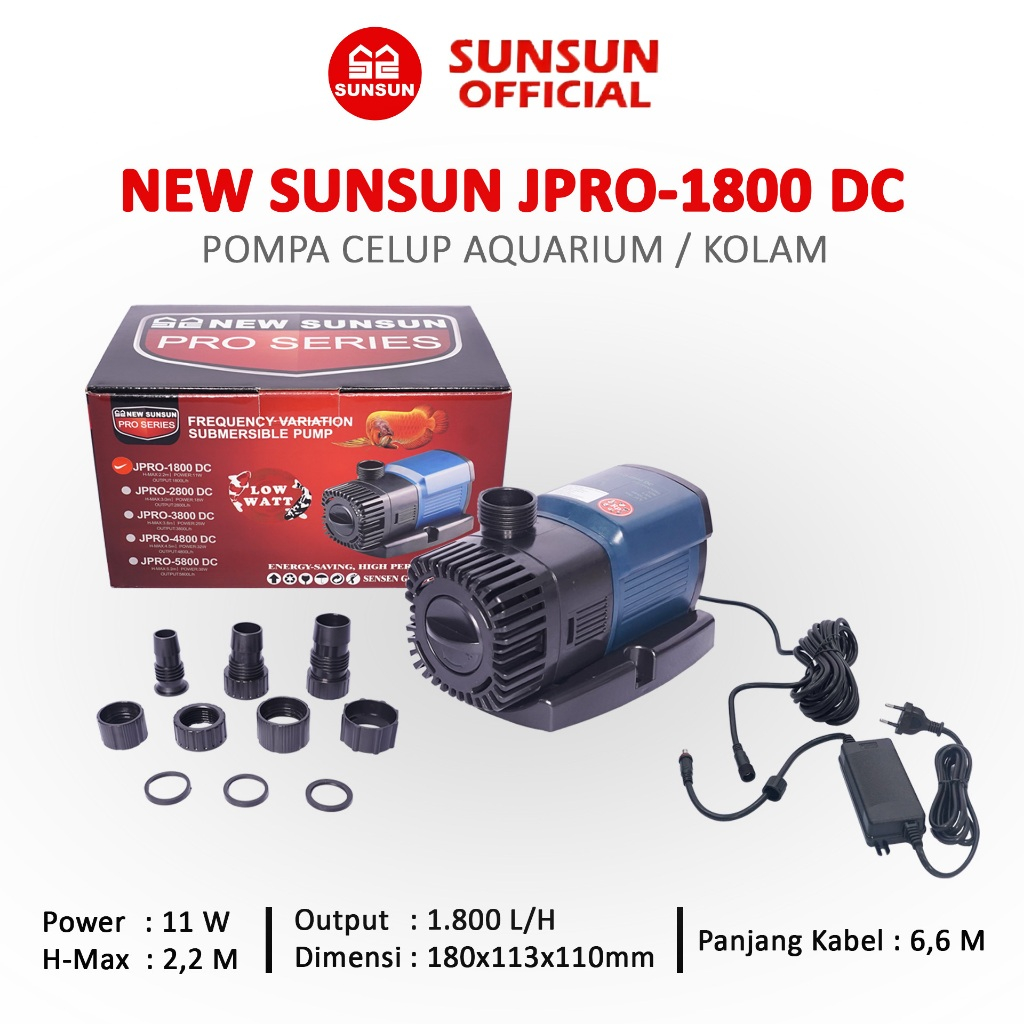 Jual NEW SUNSUN JPRO 1800/2800/3800/4800/5800 DC POMPA CELUP KOLAM ...