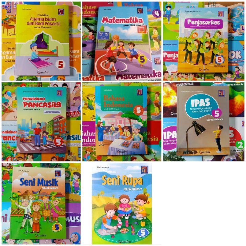 Jual Buku Paket Lengkap Quadra SD Kelas 5 Kurikulum Merdeka Matematika, PKn, Bhs. Indonesia ...