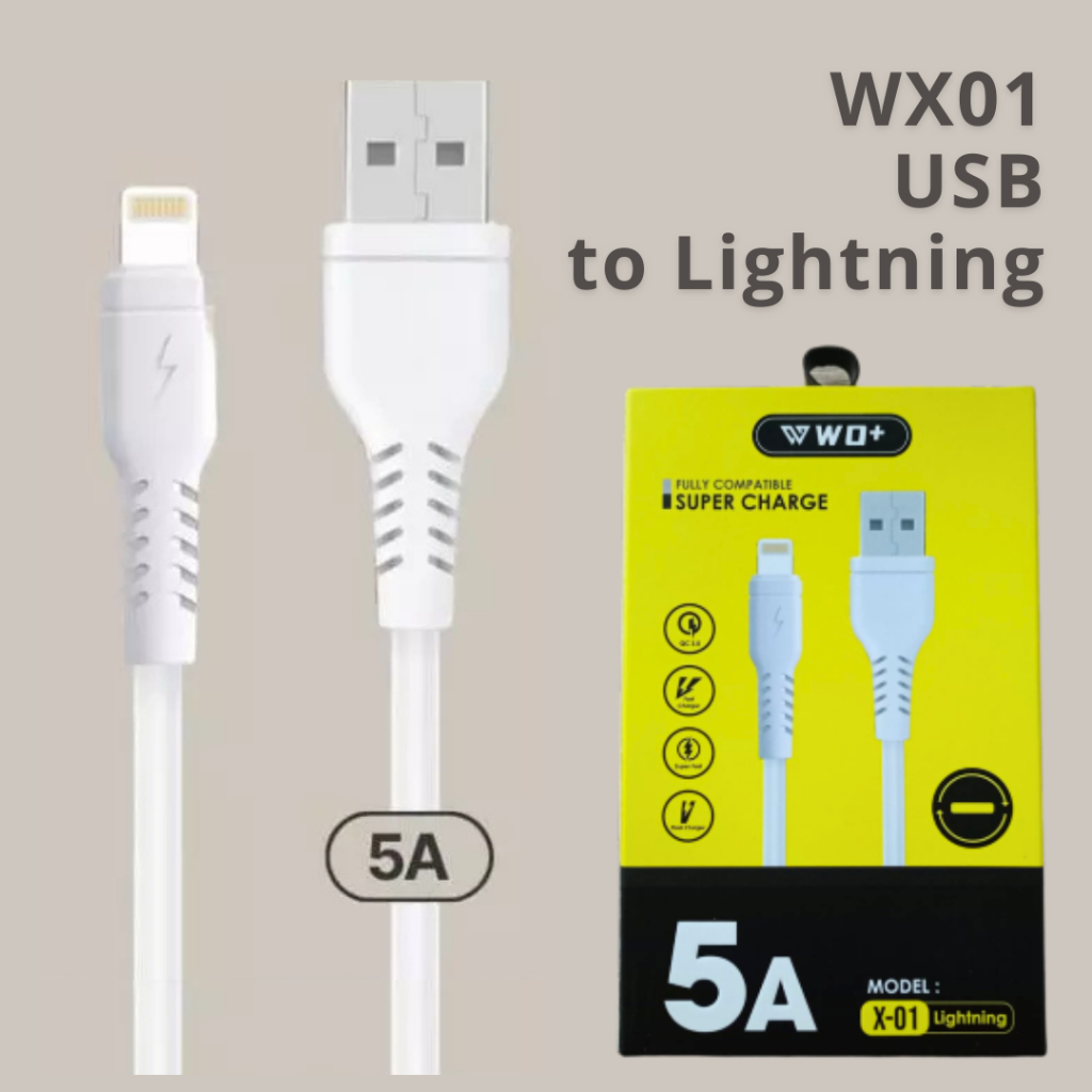Jual Kabel data iphone Lightning USB wo+ wx01 Kabel charger cocok untuk ...