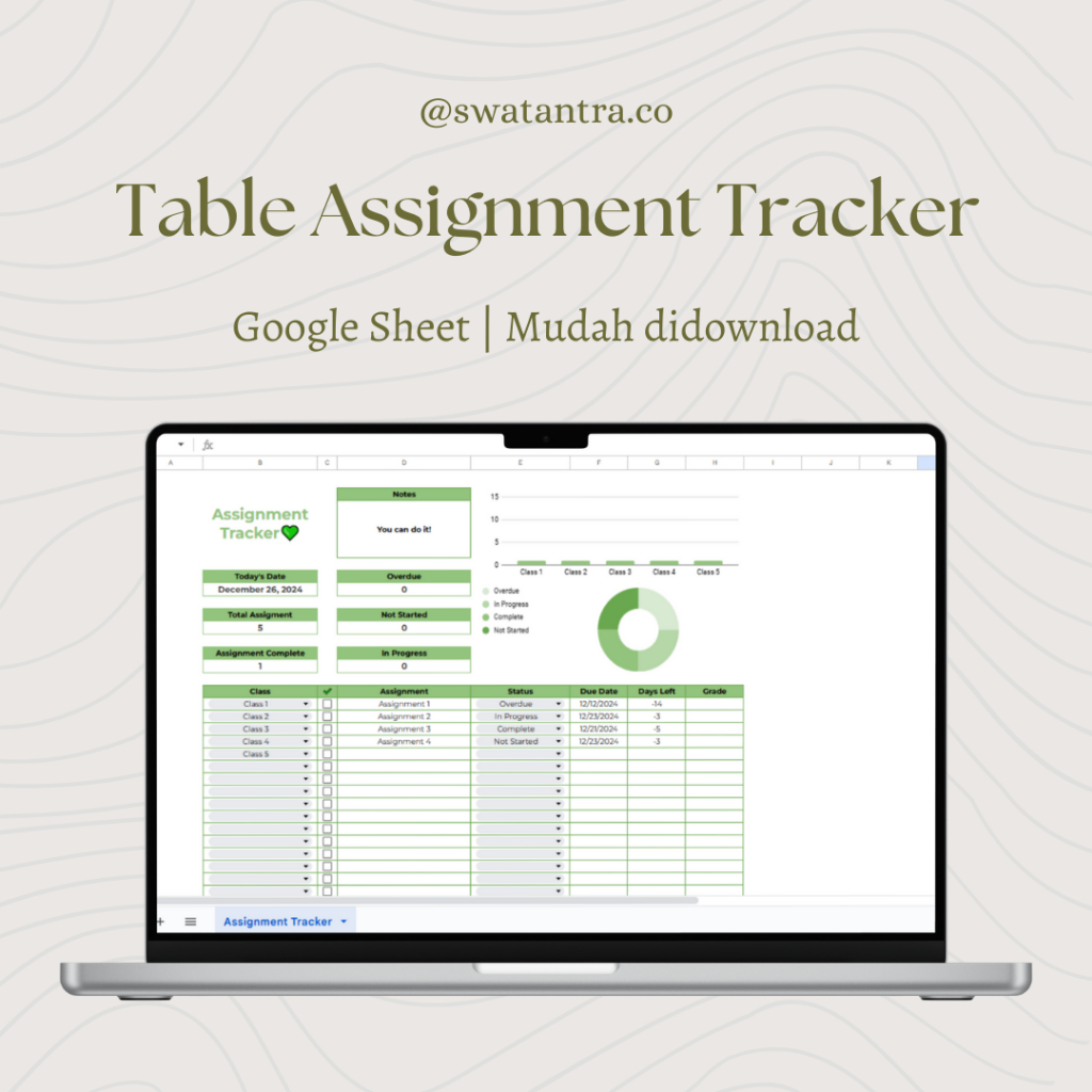 Jual Swatantra.co - Table Assignment Tracker | Tracker Tugas | Planner ...