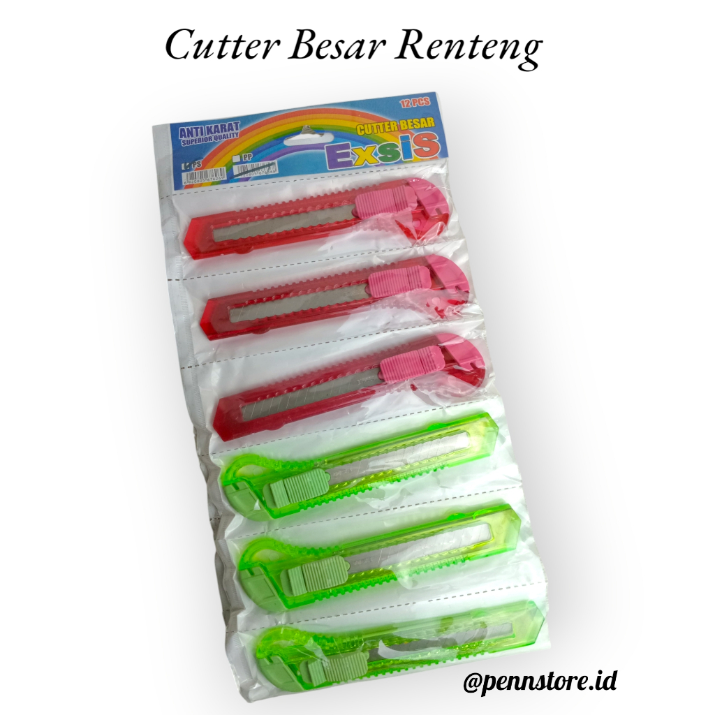 Jual (6 pcs / 12 pcs) Cutter Besar Renteng L-500 Plastik Besar | Shopee ...