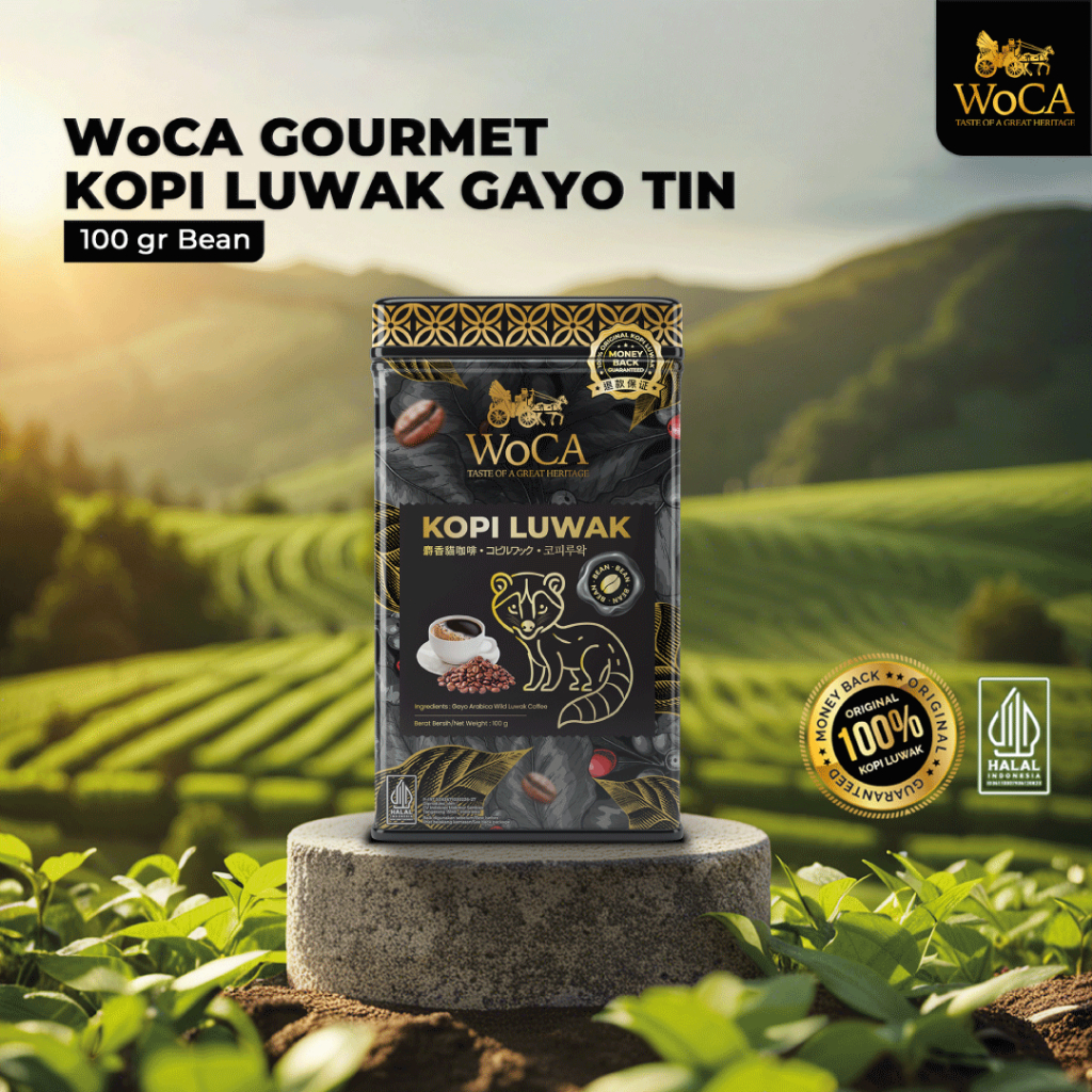 Jual WoCA Gourmet Luwak Gayo Coffee Tin - Bean 100gr | Shopee Indonesia