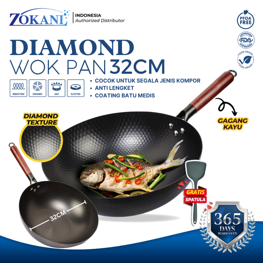 Jual ZOKANI Diamond Fry Pan 32CM Anti lengket Cocok Segala Jenis Kompor ...