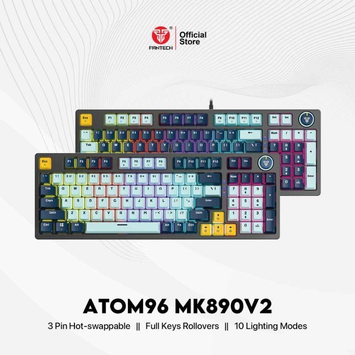 Jual Fantech Keyboard Gaming ATOM 96 MK890v2 MK890 v2 Mizu Edition Mechanical 96% | Shopee Indonesia