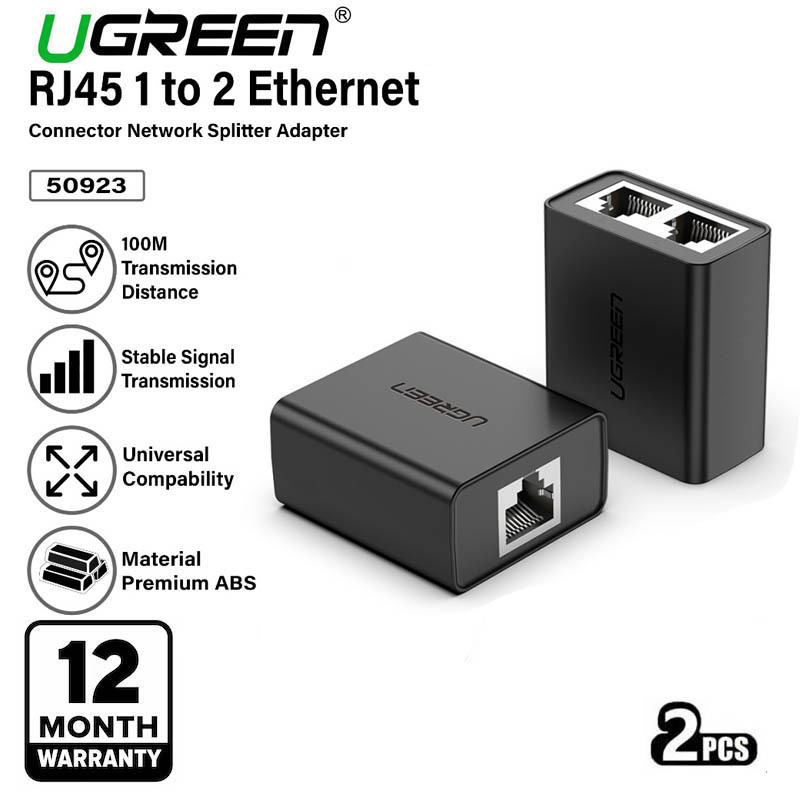 Jual Ugreen 50923 1 to 2 Splitter RJ45 LAN Female Adapter - 2pcs ...